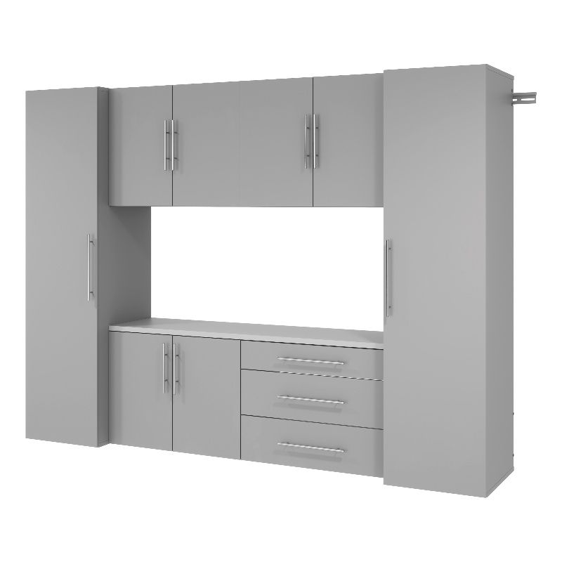 Prepac Light Gray HangUps Engineered Wood Work Storage Cabinet Set U ...