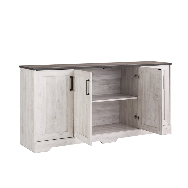 Rustic Ridge 4 door console Washed White | Cymax Business