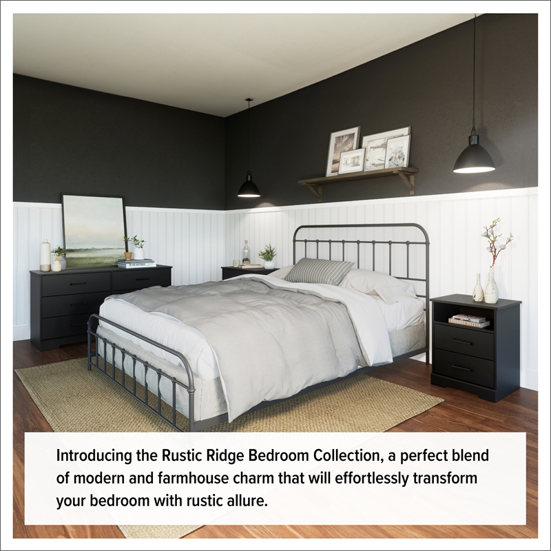 Rustic Ridge Farmhouse 6-Drawer Chest of Drawers for Bedroom Black ...