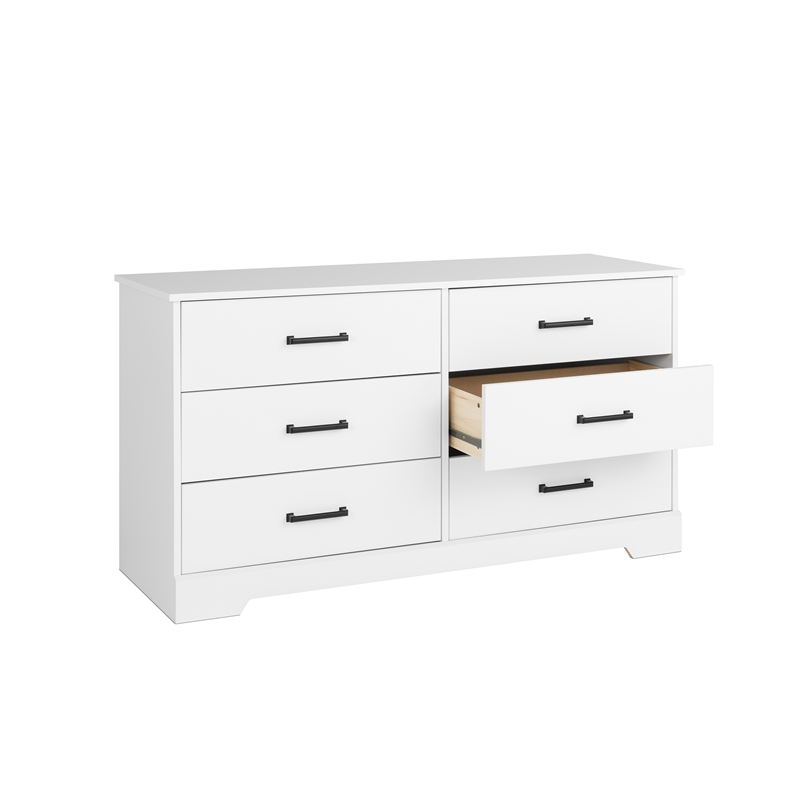 Prepac Rustic Ridge 53.25 in. 6-Drawer Engineered Wood Dresser in White