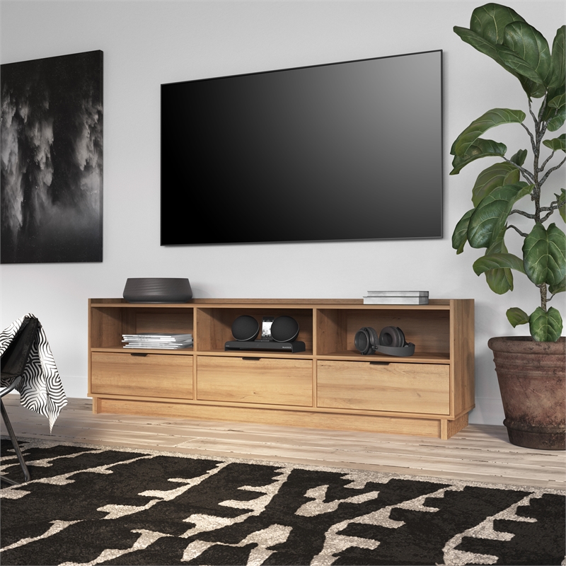 Prepac Simply Modern 70" TV Stand Oak | Cymax Business