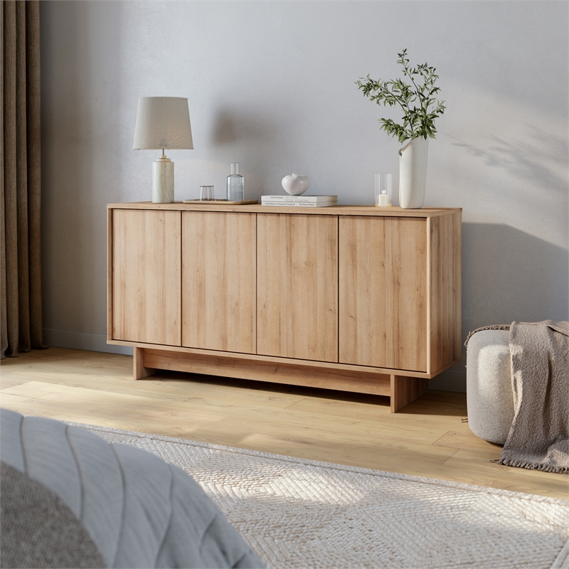 Natural Oak Finnley Sideboard Cabinet Buffet Cabinet with Storage ...