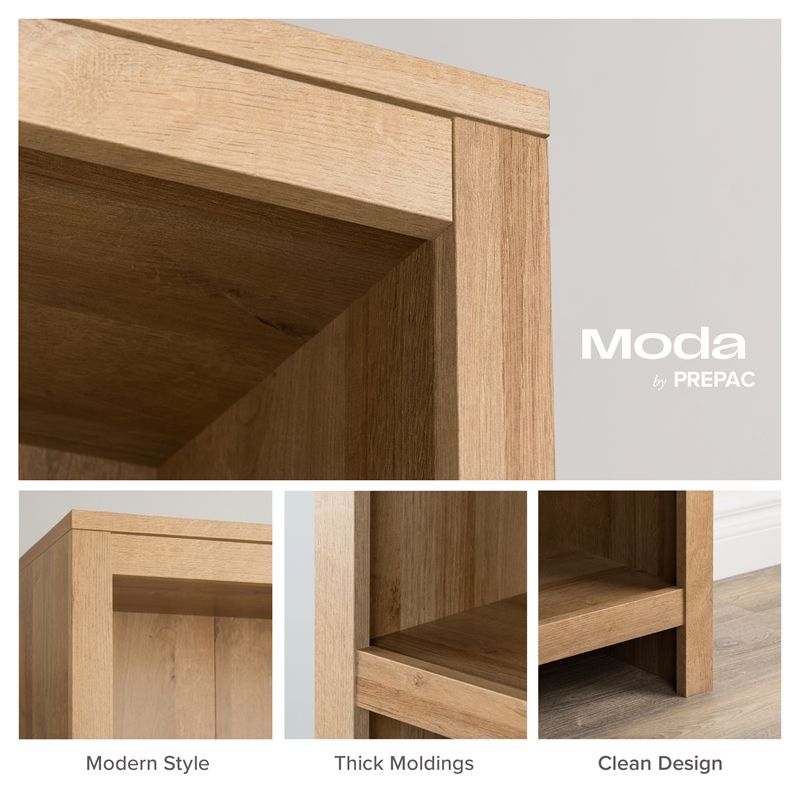 Moda 5-Tier Tall Wooden Bookcase Oak Storage Cabinet Display Cabinet