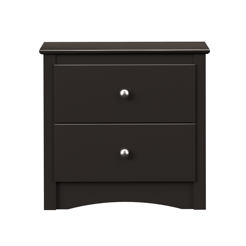 Prepac Sonoma 23.25 in. 2-Drawer Engineered Wood Nightstand in Black