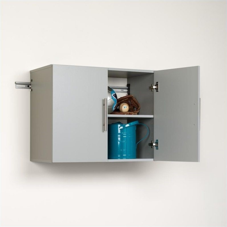 Prepac HangUps 30" Upper Storage Cabinet in Light Grey Laminate