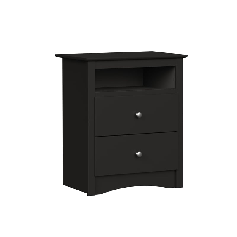 Prepac Sonoma 23.25 in. 2-Drawer Engineered Wood Nightstand in Black
