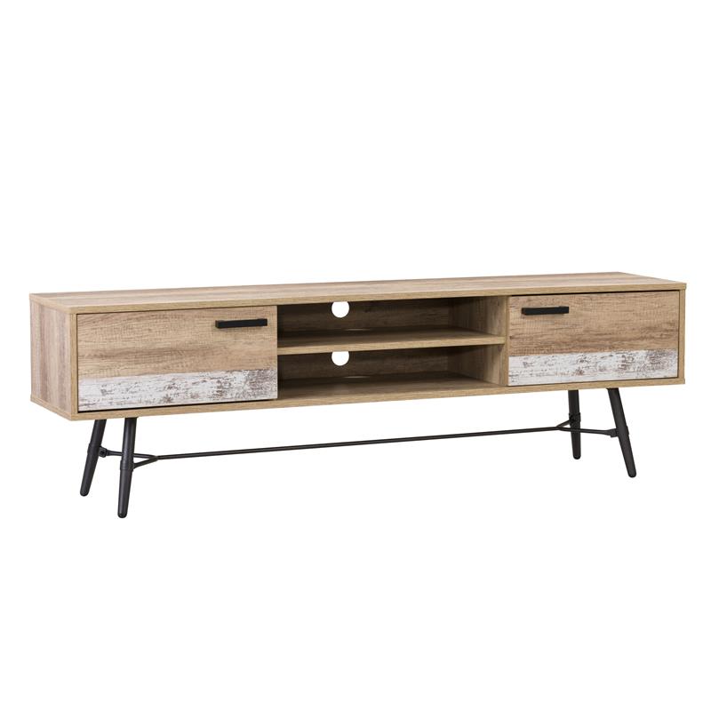 Aurora Distressed Warm Beige Engineered Wood TV Bench for TVs up to 85 ...