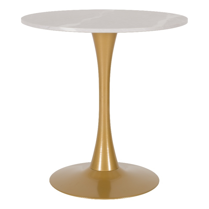 CorLiving Ivo Gray Marbled Engineered Wood Top & Gold Metal Base Bistro ...