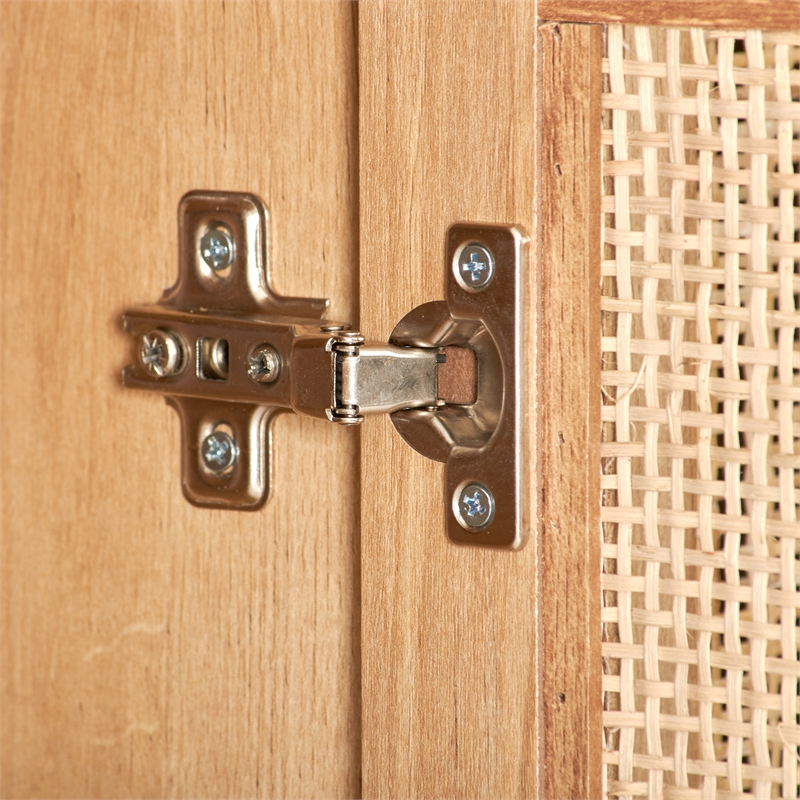 Emmett Light Brown Engineered Wood and Rattan Contemporary Sideboard Buffet