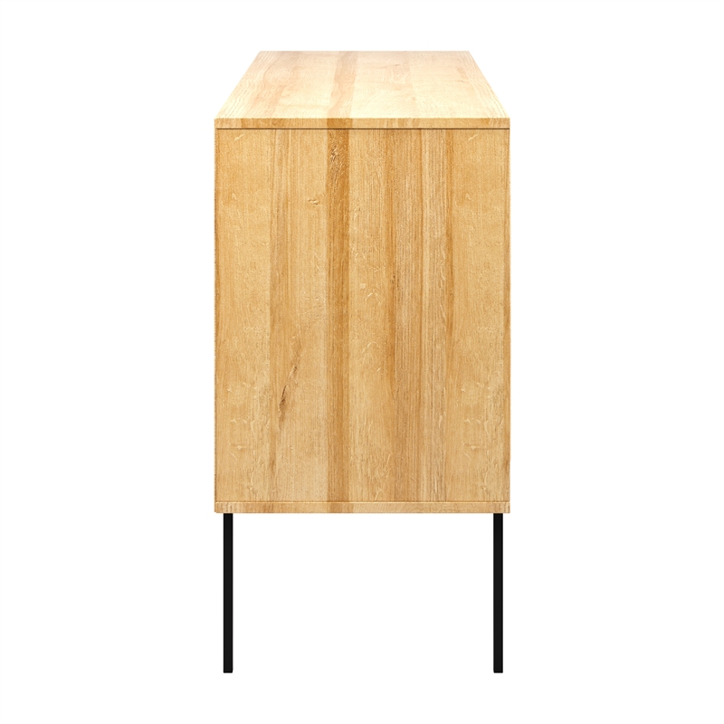 Emmett Light Brown Engineered Wood and Rattan Contemporary Sideboard Buffet