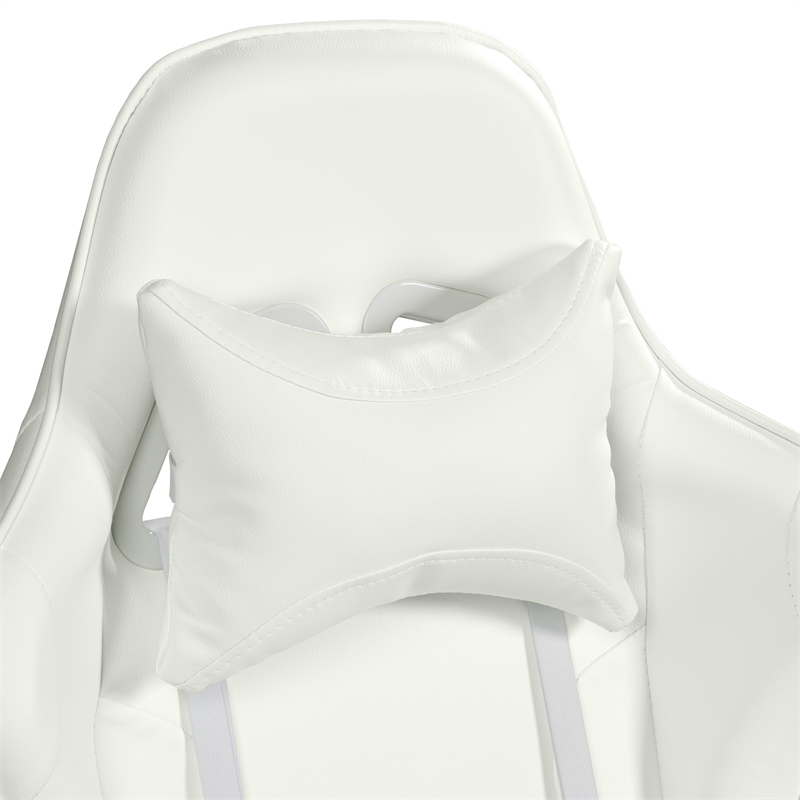 CorLiving Ravagers White Vinyl PVC Fabric Reclining Gaming Chair ...