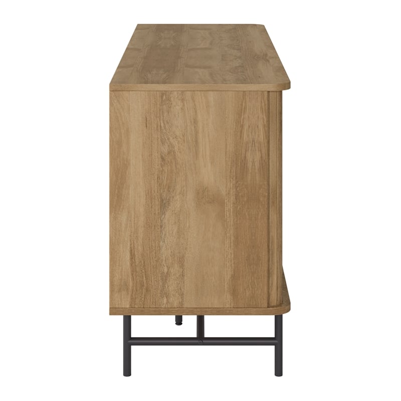 CorLiving Hikari Engineered Wood Tall Sideboard Buffet in Light Brown ...