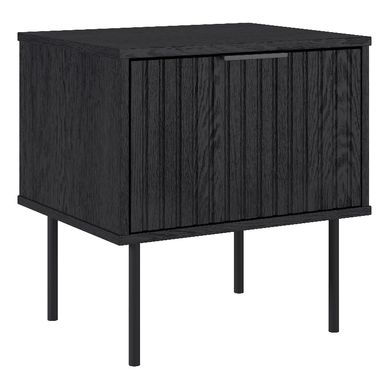 Lysander Black Fluted Engineered Wood Contemporary Side Table ...