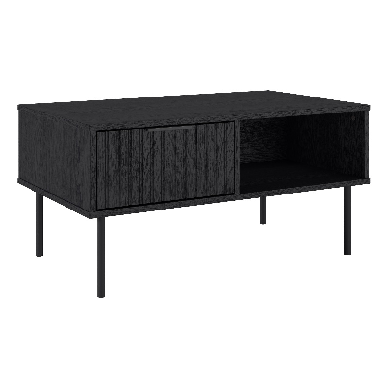 Lysander Black Fluted Engineered Wood Contemporary Coffee Table | Bush ...