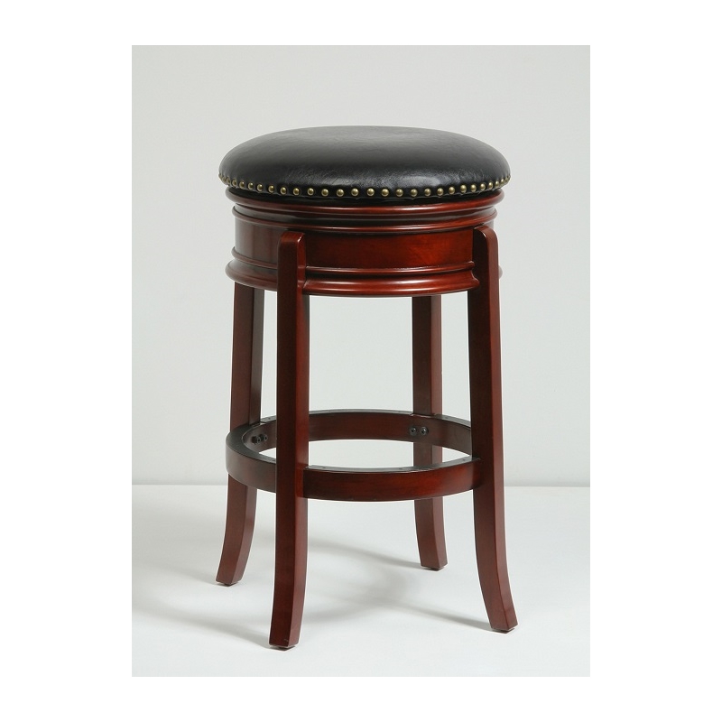 Boraam Wood Hamilton Backless Swivel Bar Stool in Cherry Finish