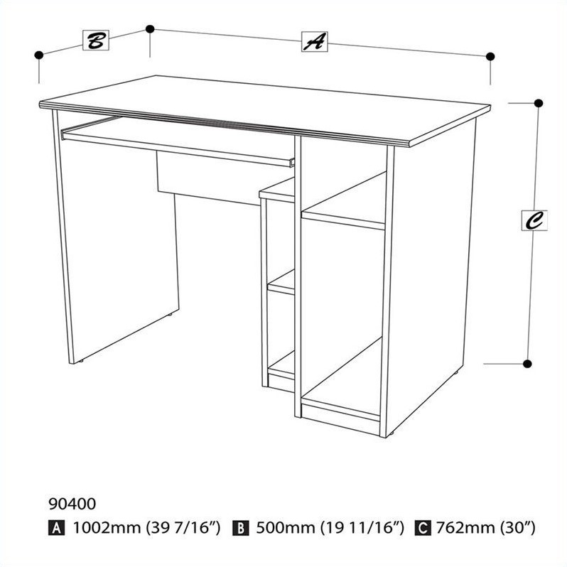 Bestar Basic Small Wood Computer Desk in Cappuccino Cherry - 90400-1168