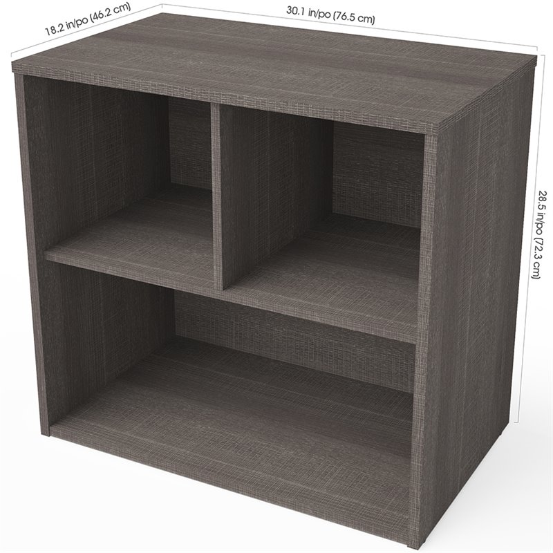 Bestar i3 Plus 3 Cubby Storage Unit in Bark Gray | Cymax Business