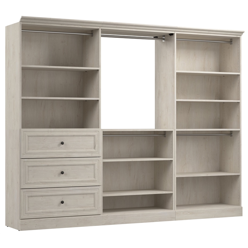 Bestar Versatile 108" Engineered Wood Closet Organizer System in Linen ...