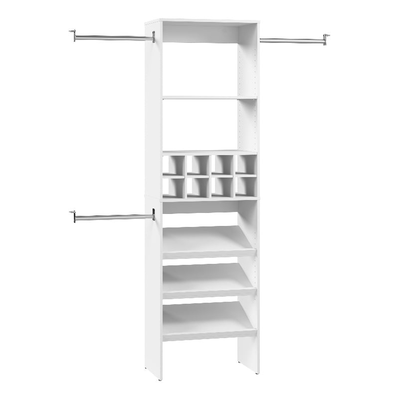 Carina Closet 24W Organizer with Shoe Shelves Rods Cubbies - Engineered ...
