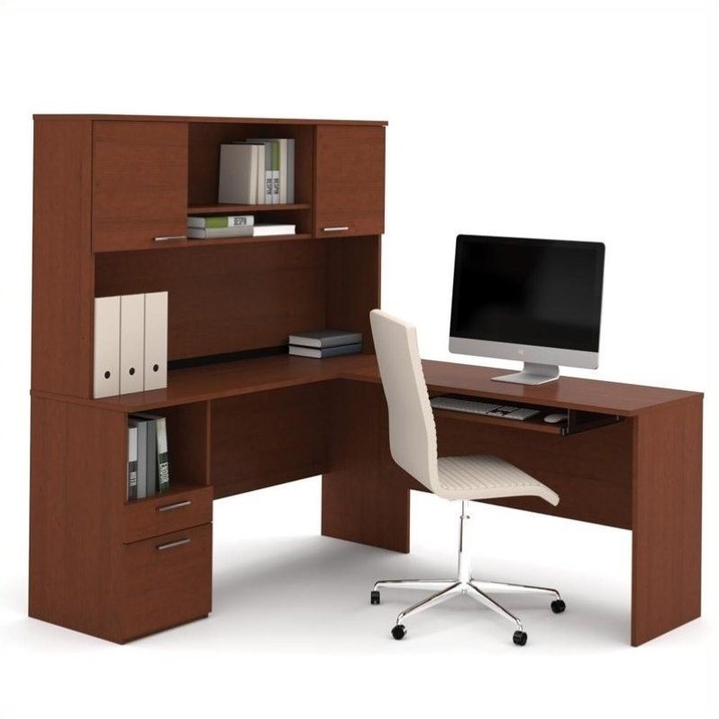 Bestar Flame L-Shape Computer Desk in Cognac Cherry - 90425-76
