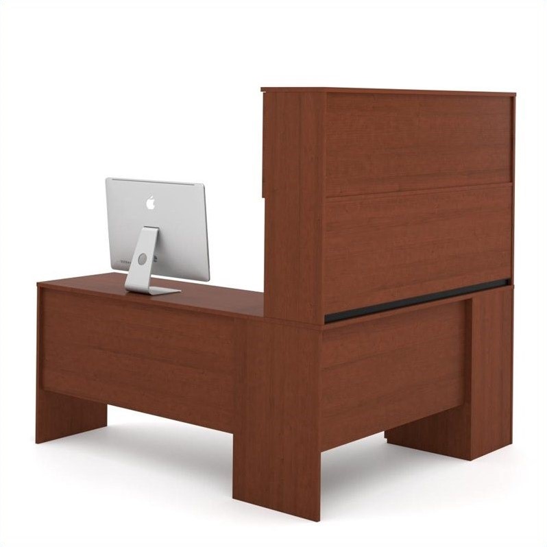 Bestar Flame L-Shape Computer Desk in Cognac Cherry - 90425-76