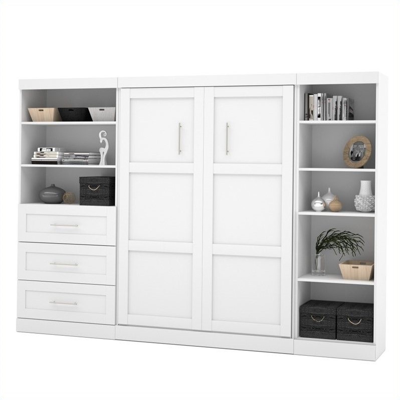 Bestar Pur 120" Full Wall Bed with 2 Piece 3 Drawer Storage Unit in ...