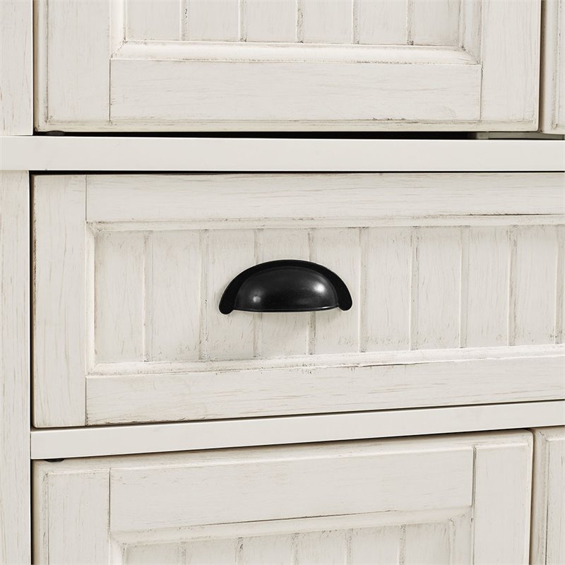 Crosley Furniture Seaside Wood 4 Door Coastal Pantry in Distressed White BushFurnitureCollection