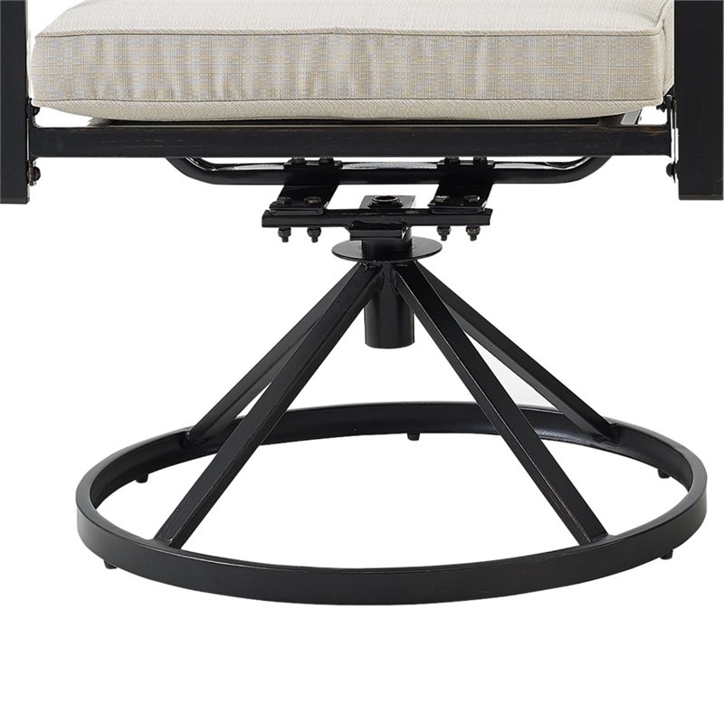 Crosley Kaplan Outdoor Dining Swivel Chair Set in Oatmeal (Set of 2 ...