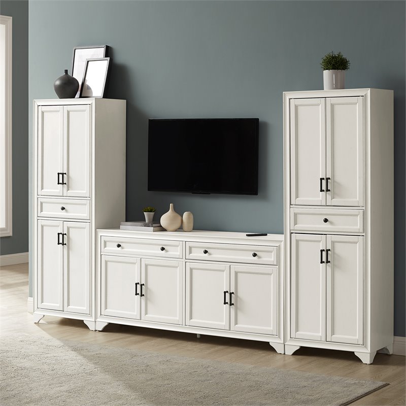 Crosley Furniture Tara 3PC Entertainment Center/Sideboard with Pantries ...