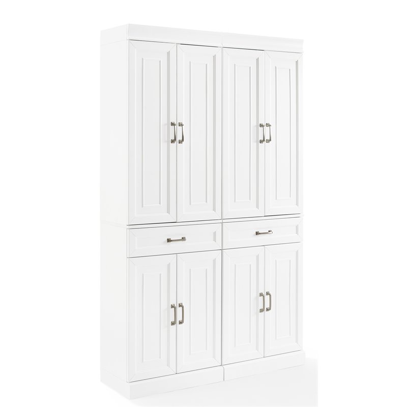 Crosley Furniture Stanton Traditional MDF Wood Pantry in White (Set of ...