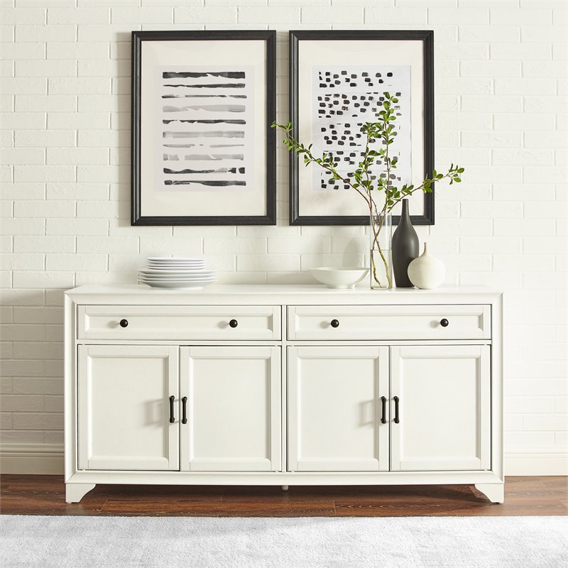 Crosley Furniture Tara Modern Wood Sideboard in Distressed White | Bush ...