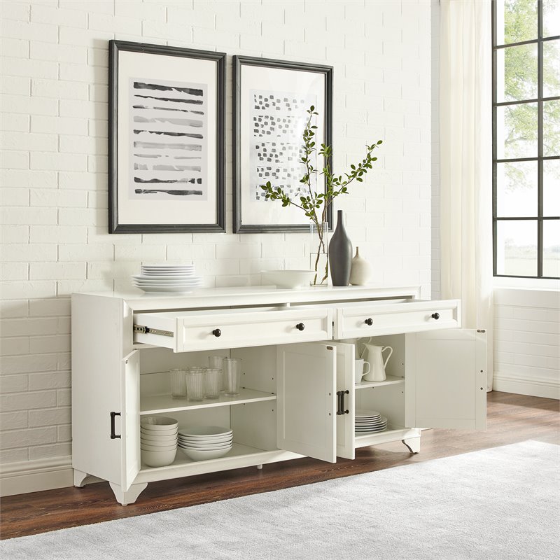 Crosley Furniture Tara Modern Wood Sideboard in Distressed White | Bush ...