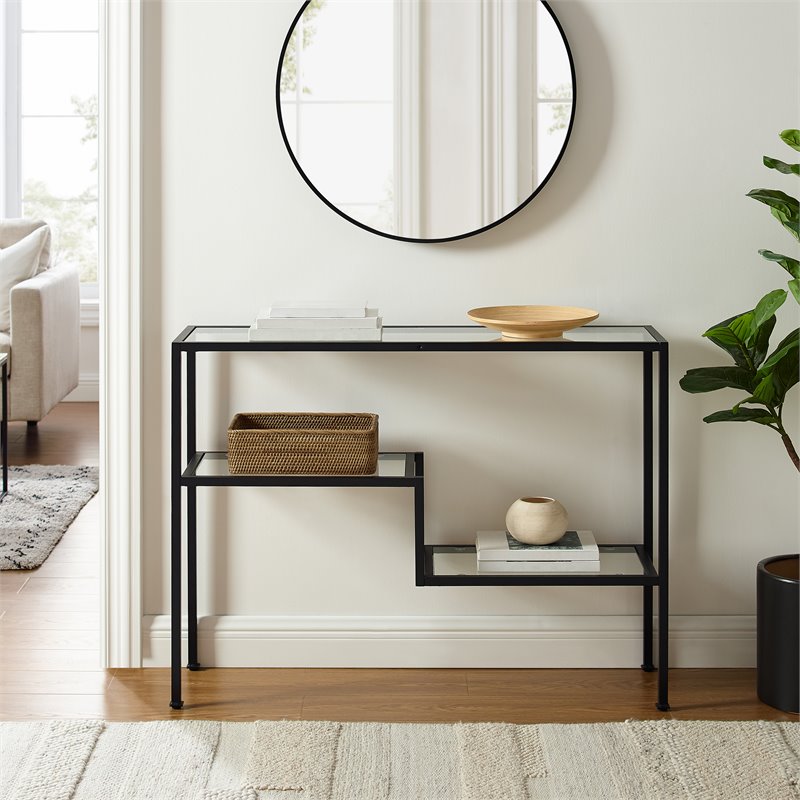 Crosley Furniture Sloane Modern Glass & Metal Console Table in Matte ...