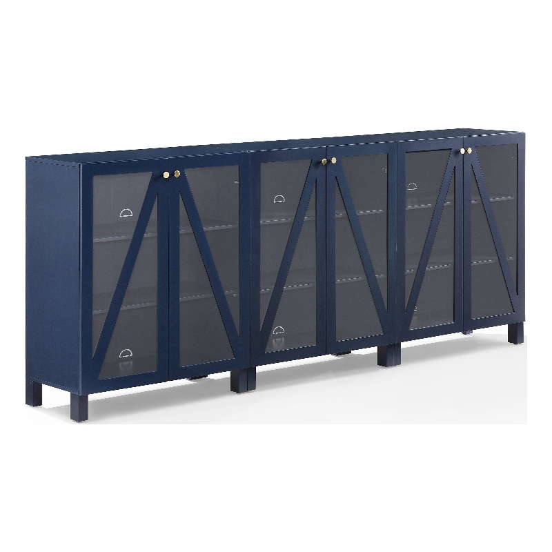 Crosley Furniture Cassai MDF Wood Media Storage Cabinet Set in Navy ...