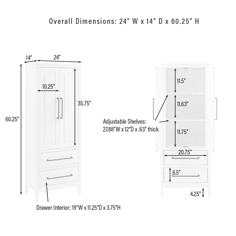 Crosley Furniture Genevieve Particle Board and MDF Wood Storage Pantry ...
