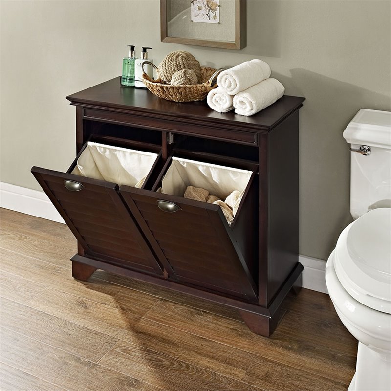 Crosley Furniture Lydia MDF/Solid Wood Laundry Hamper in Espresso ...