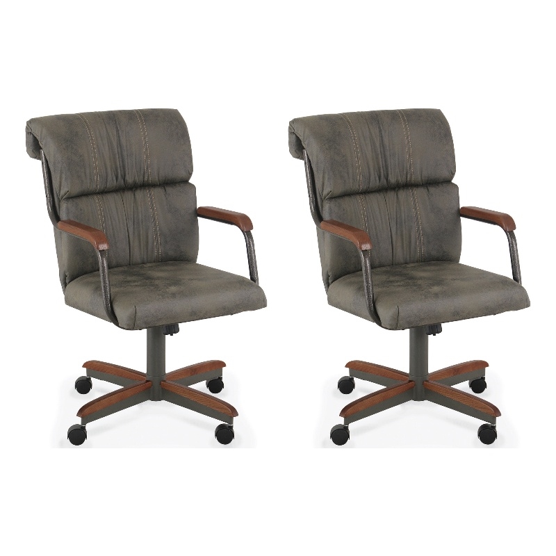Chromcraft Douglas Swivel Dining Chair In Walnut And Texture Bronze