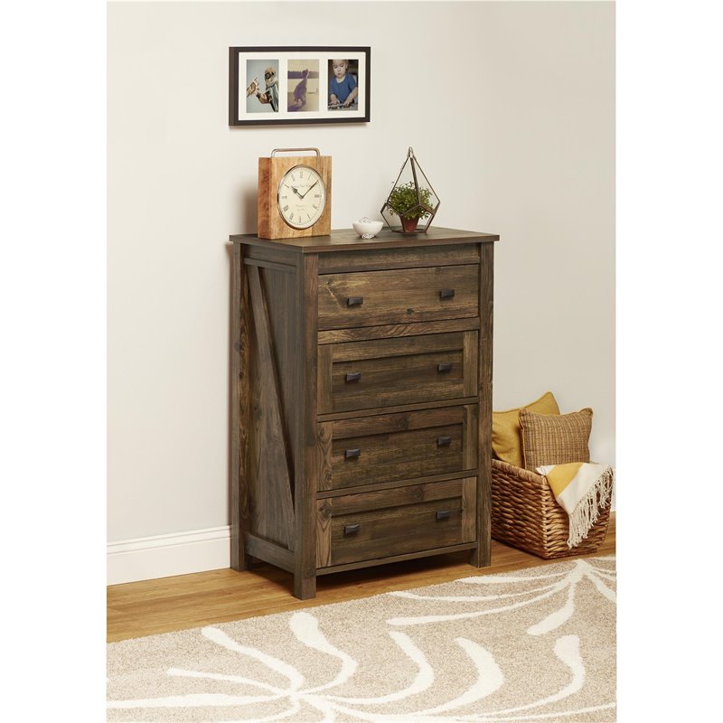 Ameriwood Home 5962215COM Farmington 4 Drawer Dresser Rustic