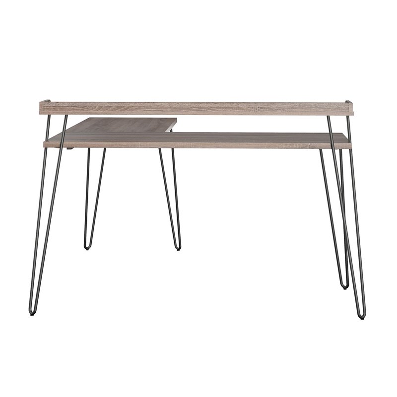 Ameriwood Home Haven L Desk with Riser in Distressed Gray Oak