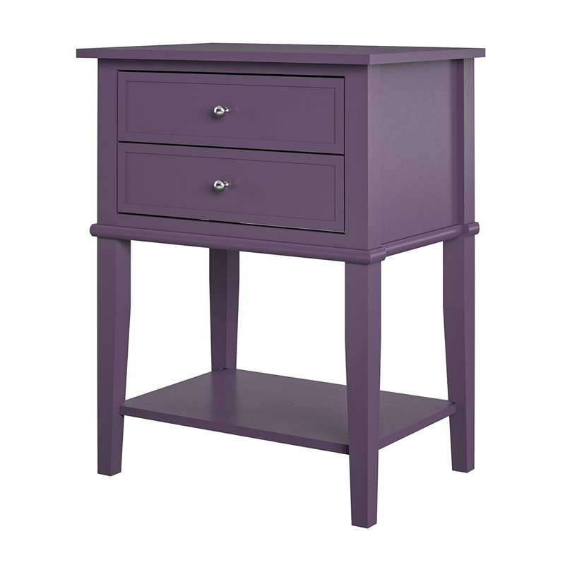 Ameriwood Home Franklin Accent Table with 2 Drawers in Purple | Cymax ...