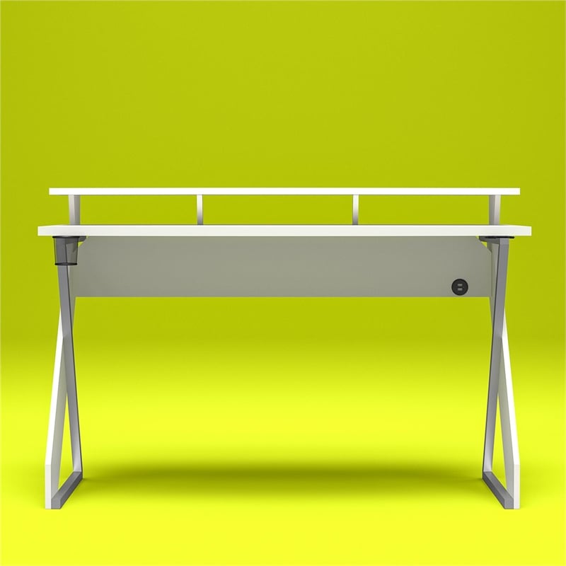 NTense Xtreme Gaming Desk with Riser in White | Cymax Business