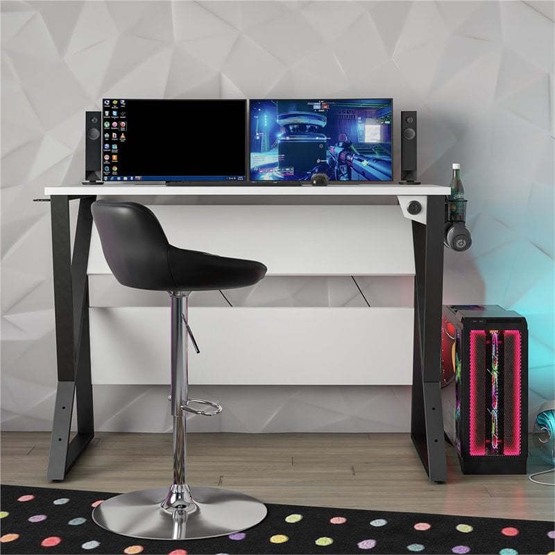 NTense Mission Gaming Stool in Black and Gray | Cymax Business