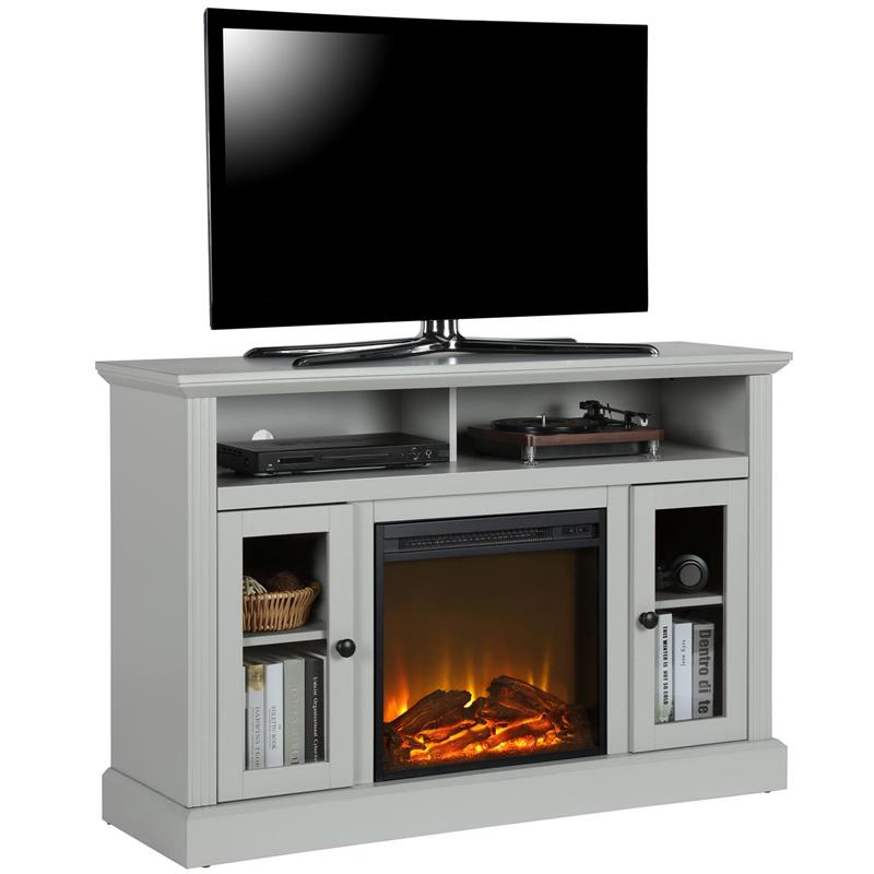 Pemberly Row Electric Fireplace TV Console for TVS Up to A 50 in Gray
