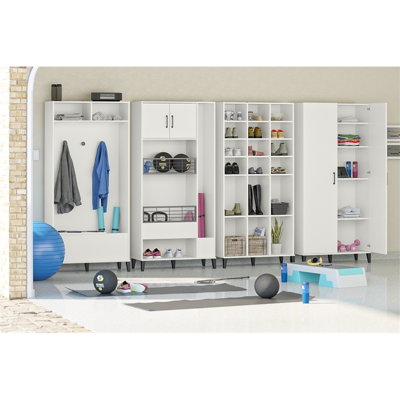 Systembuild Evolution Flex Athletic Shoe Storage Cabinet in White | Homesquare