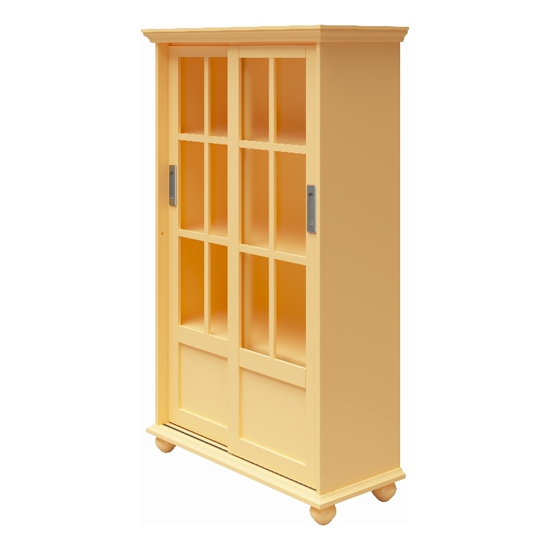 Ameriwood Home Aaron Lane Bookcase with Sliding Glass Doors in Pale ...