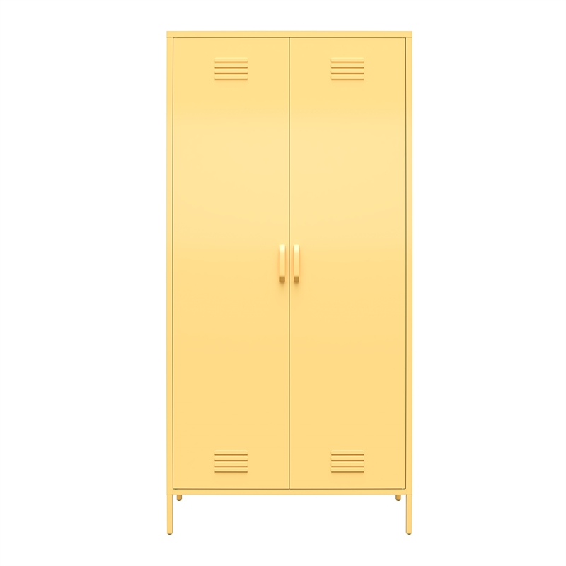 Novogratz 2 Door Tall Metal Locker Style Storage Cabinet in Yellow