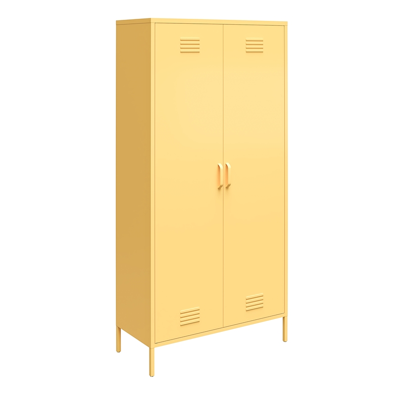 Novogratz 2 Door Tall Metal Locker Style Storage Cabinet in Yellow