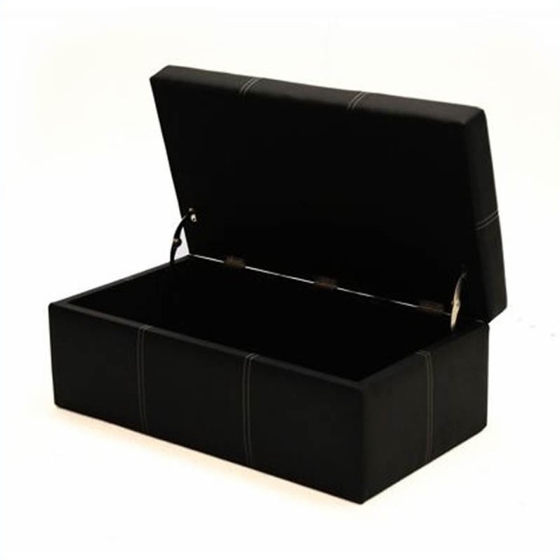 Delaney Faux Leather Storage Ottoman Bench In Black 2070009