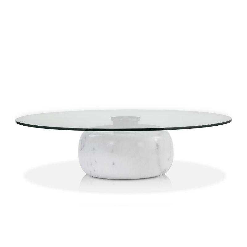 Mobital Skip Modern Tempered Glass Coffee Table in White Marble | Bush ...