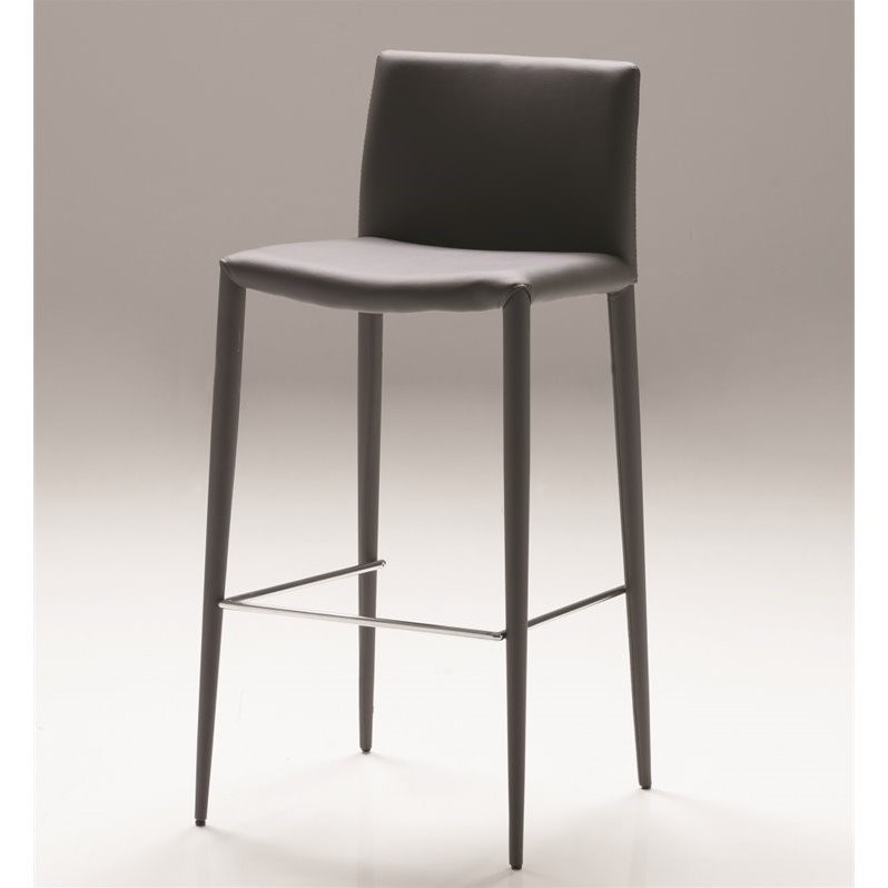 Mobital Zeno Faux Leather 26" Counter Stool in Gray (Set of 2) | Homesquare